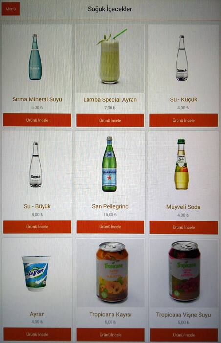 Menu at Lamba Cafe Restaurant, Istanbul