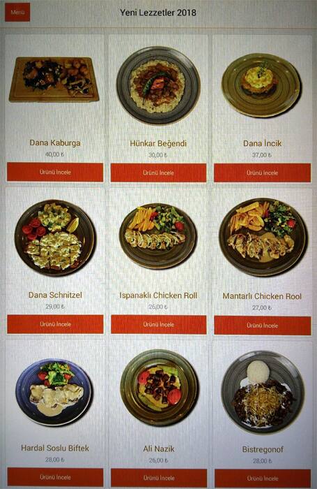 Menu at Lamba Cafe Restaurant, Istanbul