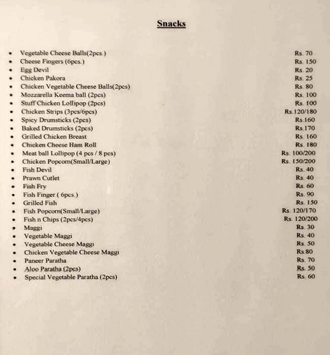 Menu of Chakum Chukum, Dum Dum, Kolkata