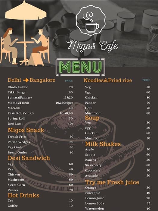 Menu of Migos Cafe, Sarjapur Road, Bangalore