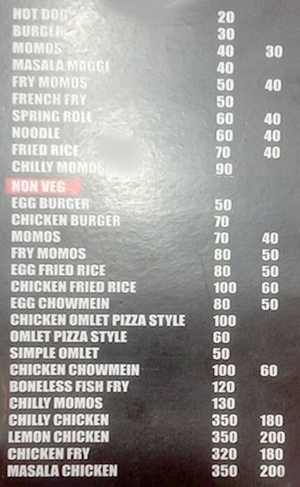 Menu at Food Paradise, Jammu