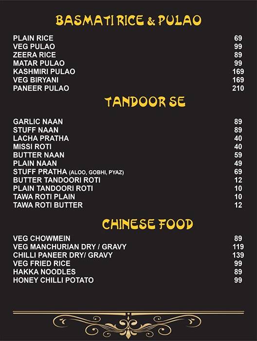 Menu at The Jaipur Dhaba, Jaipur