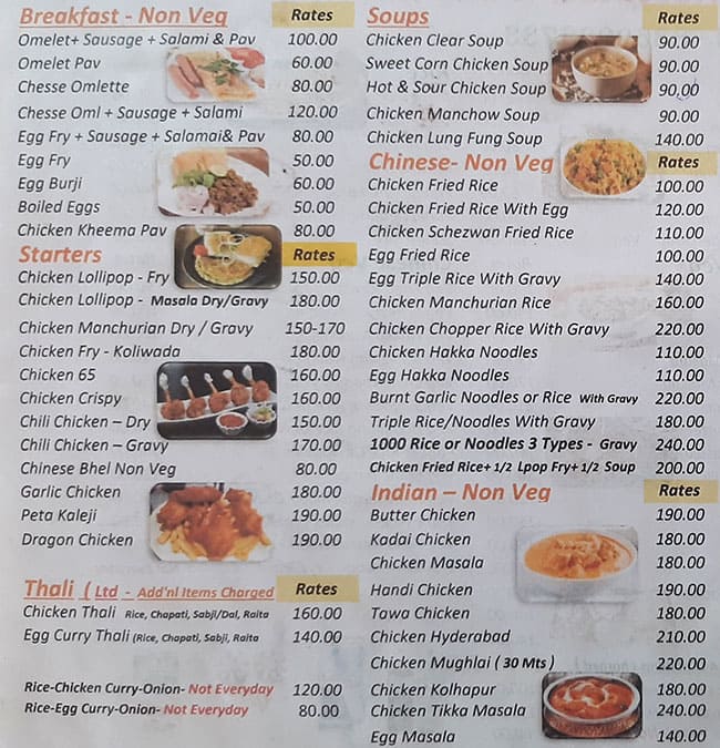 Menu of The CSK'S Restaurant, Gorai, Mumbai