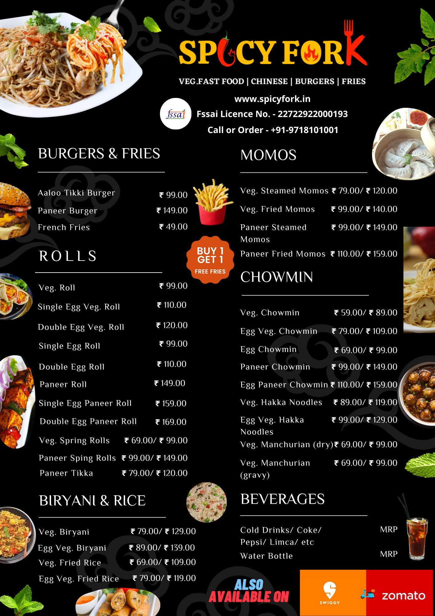 Menu of Spicy Fork, Sector 15, Noida