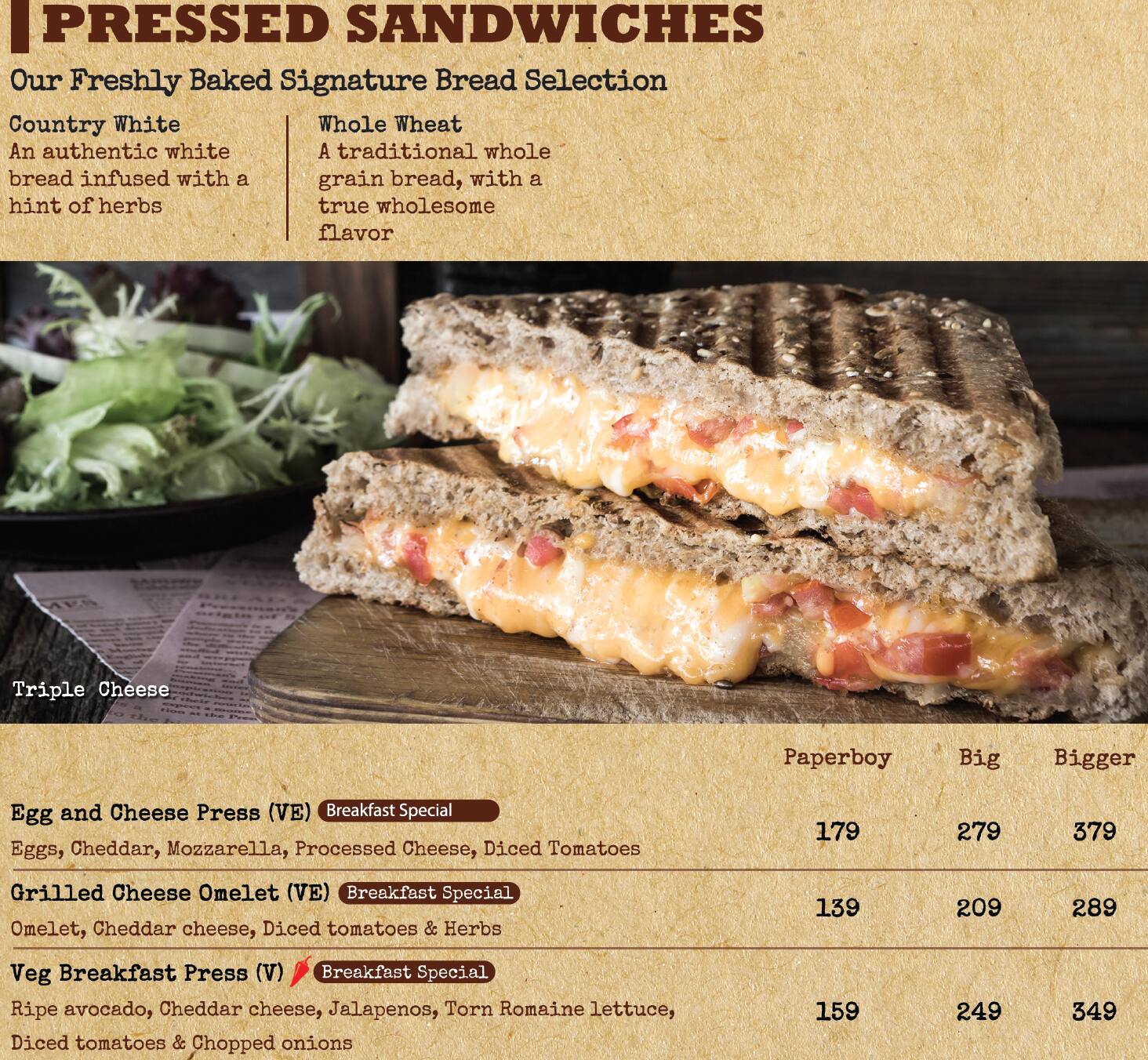 Menu of Pressman's Sandwich, Jakkur, Bangalore