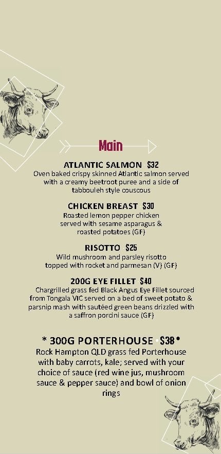 Menu at Marquee Lounge Bar, Toorak