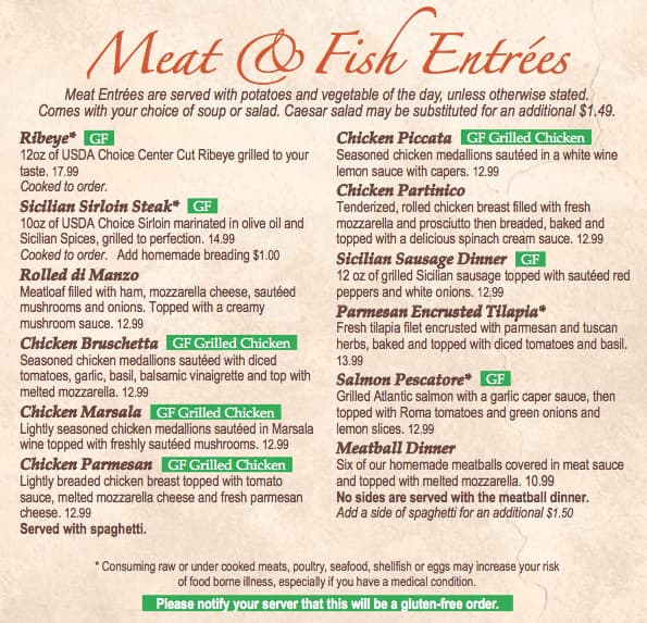 Menu at Monelli's Italian Grill & Sports Bar, Wyoming