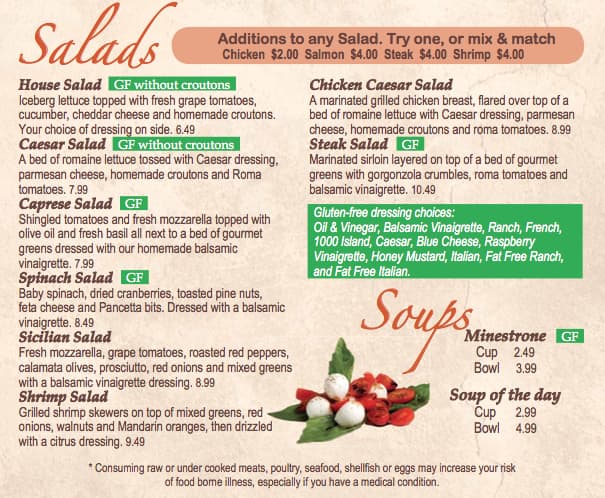 Menu at Monelli's Italian Grill & Sports Bar, Wyoming