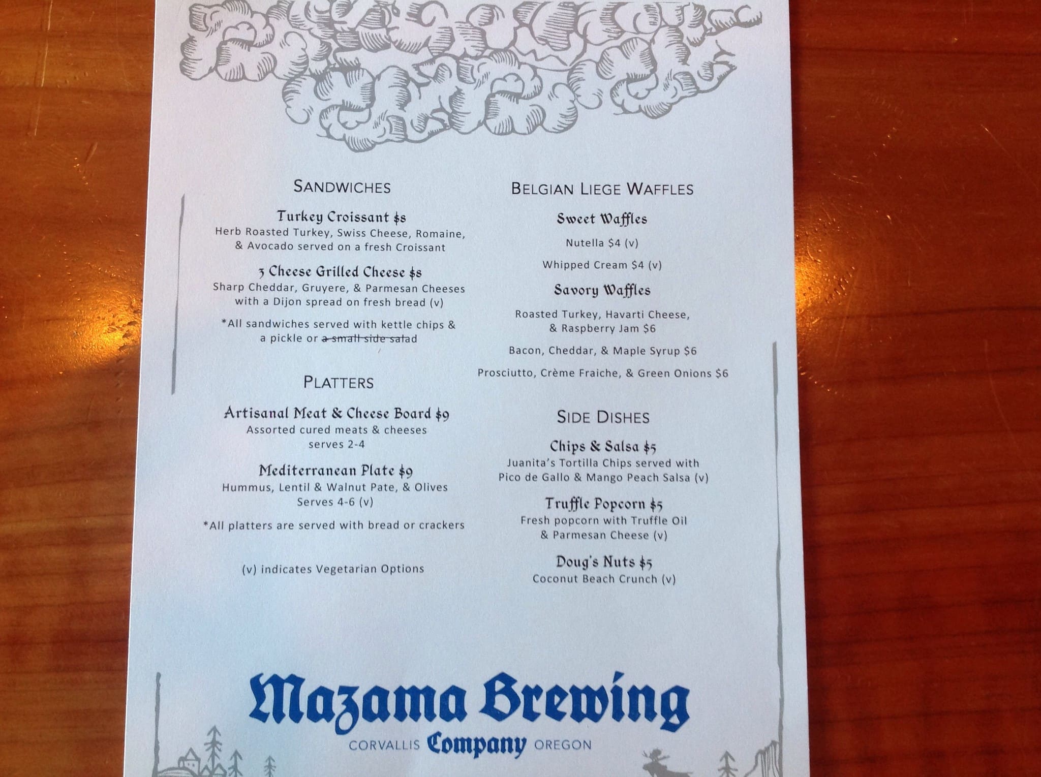 Menu at Mazama Brewing pub & bar, Corvallis, SE Eastgate Cir Unit A