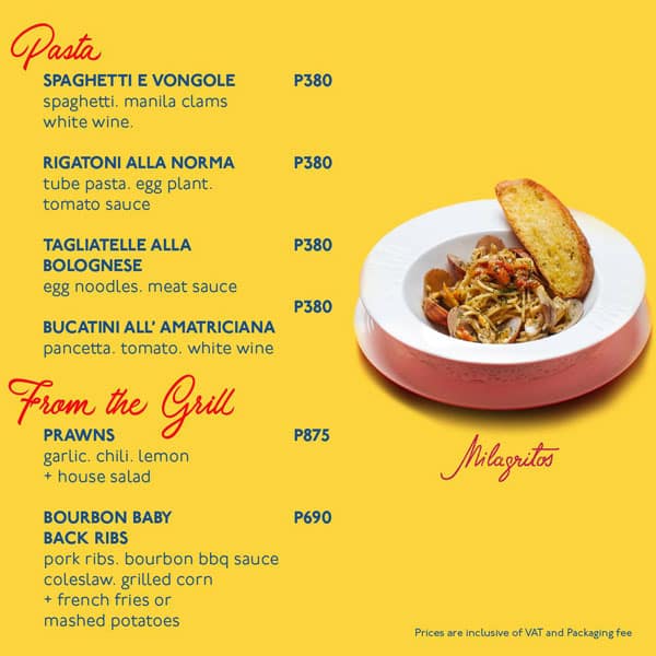 Menu at Milagrito's All-Day Dining, Pasay