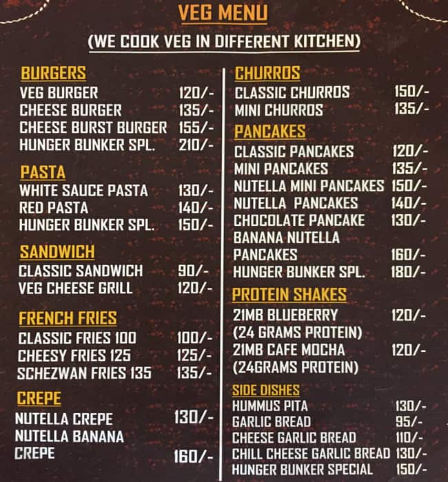 Menu at Hunger Bunker, Mumbai, Shop 1