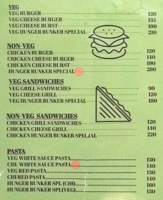 Menu at Hunger Bunker, Mumbai, Shop 1