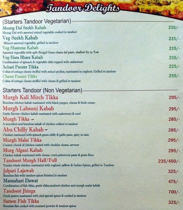 Menu at Hotel Landmark, Ranchi