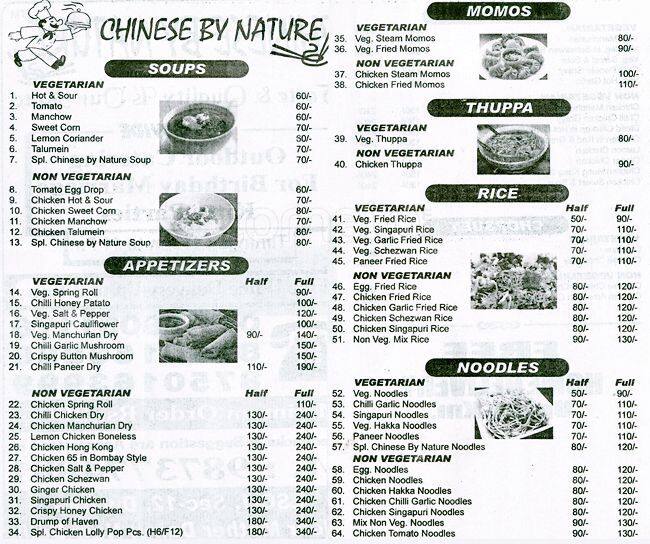 Chinese By Nature Menu, Menu for Chinese By Nature, Sector 12, Dwarka ...