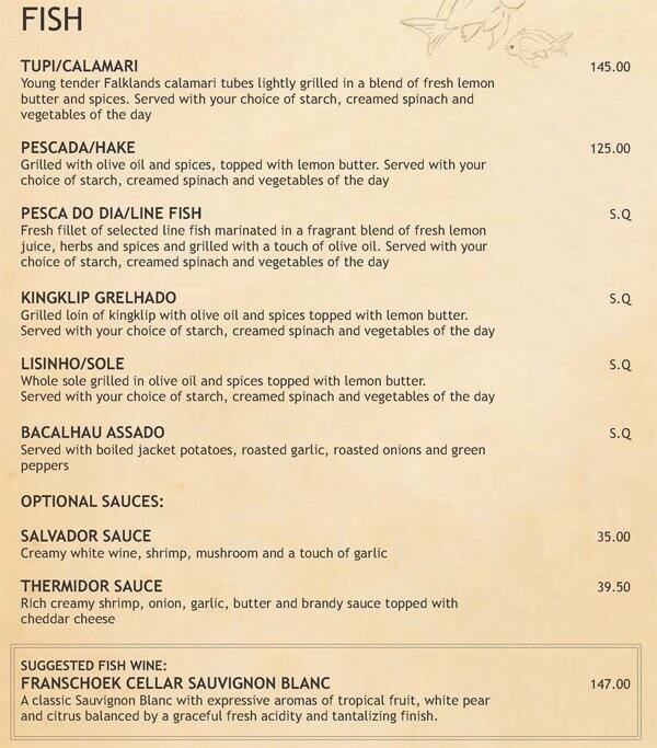 Menu at Rodizio Bedfordview restaurant, Germiston, Shop 35