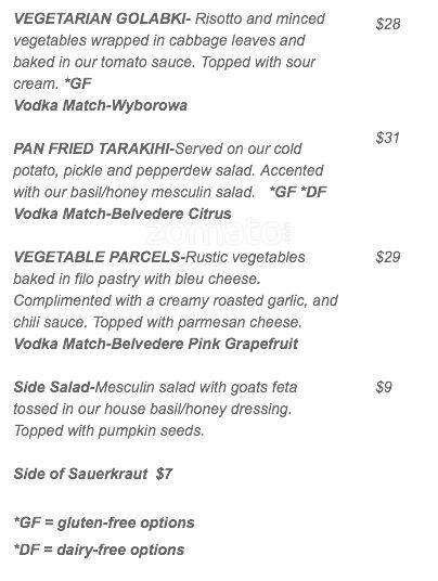 Menu at Topor Bistro restaurant, Porirua