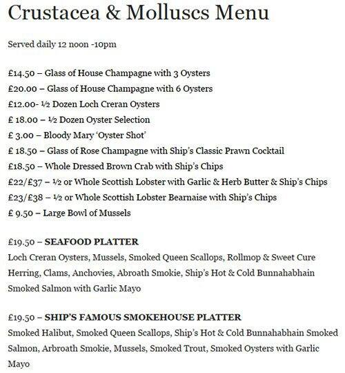 Menu at Brass Monkey Shore pub & bar, Edinburgh, 44 Queen Charlotte St