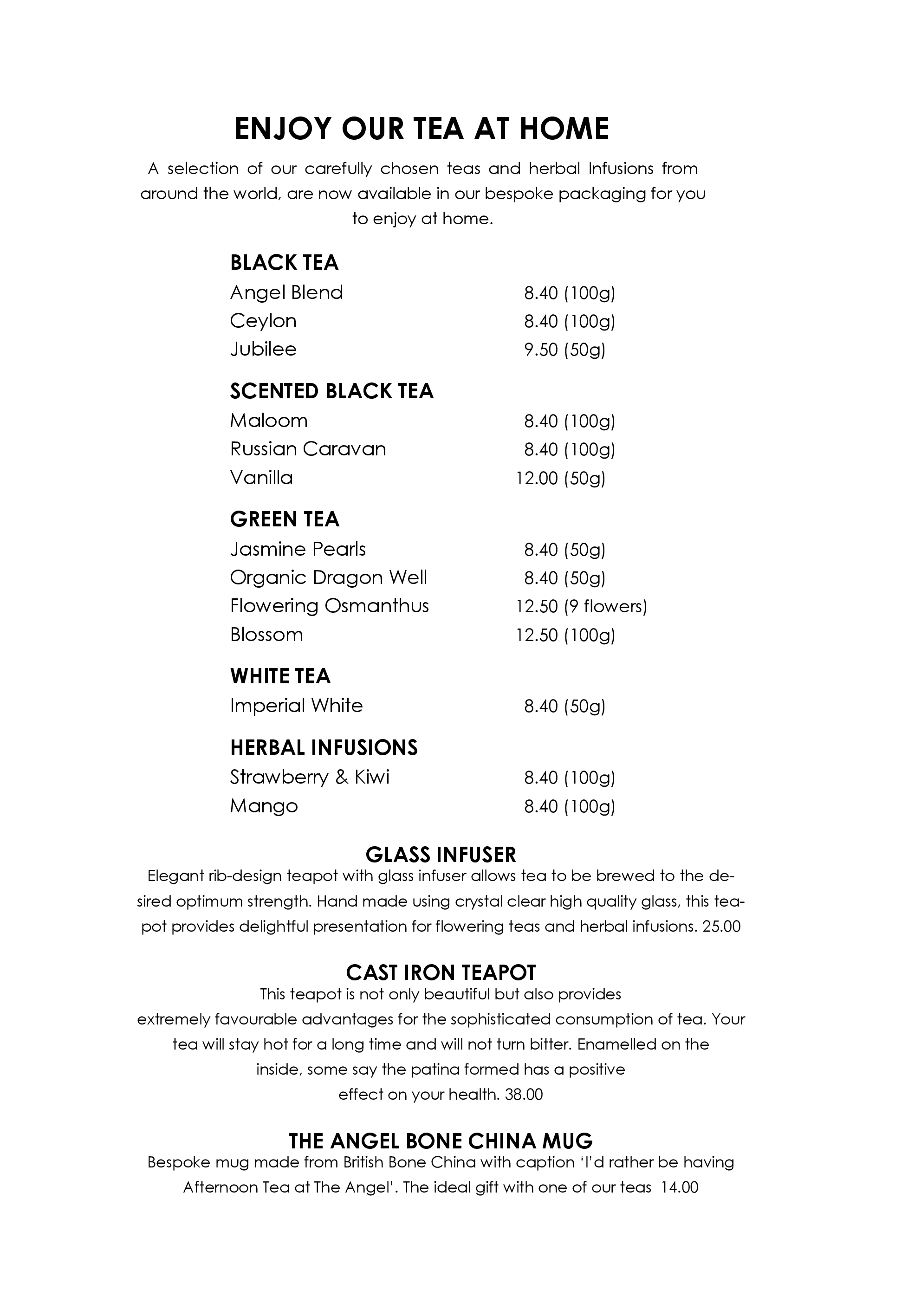 Menu at The Angel Hotel restaurant, Abergavenny