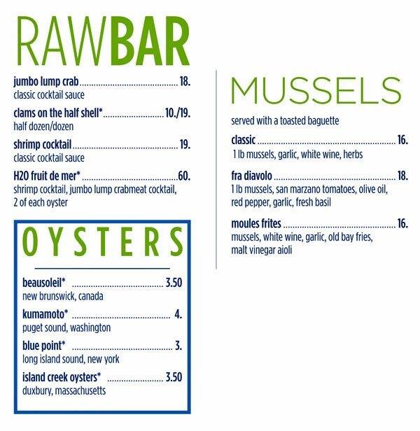 Menu at H2O: Seafood & Sushi restaurant, Smithtown