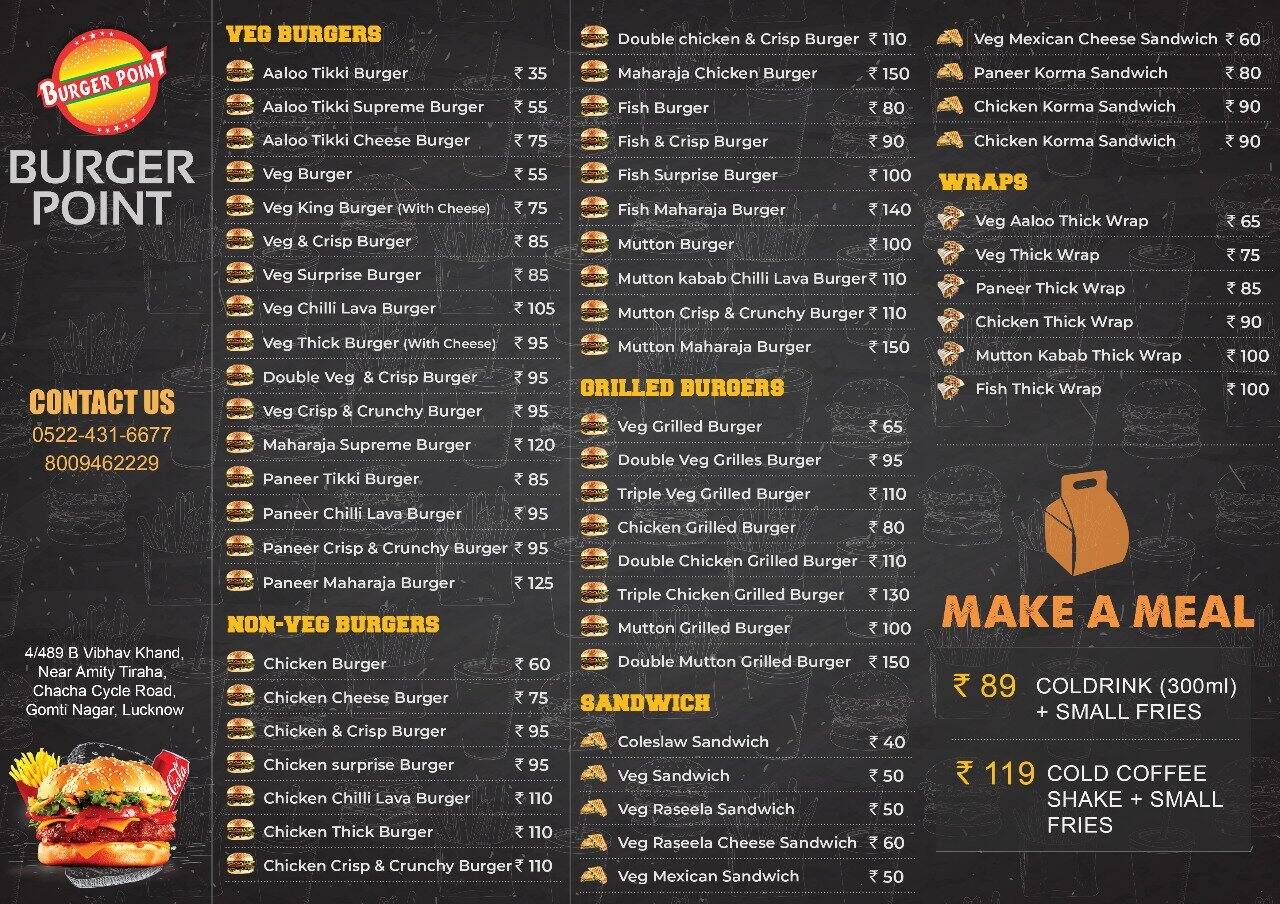 Menu at Point Restaurant, Lucknow