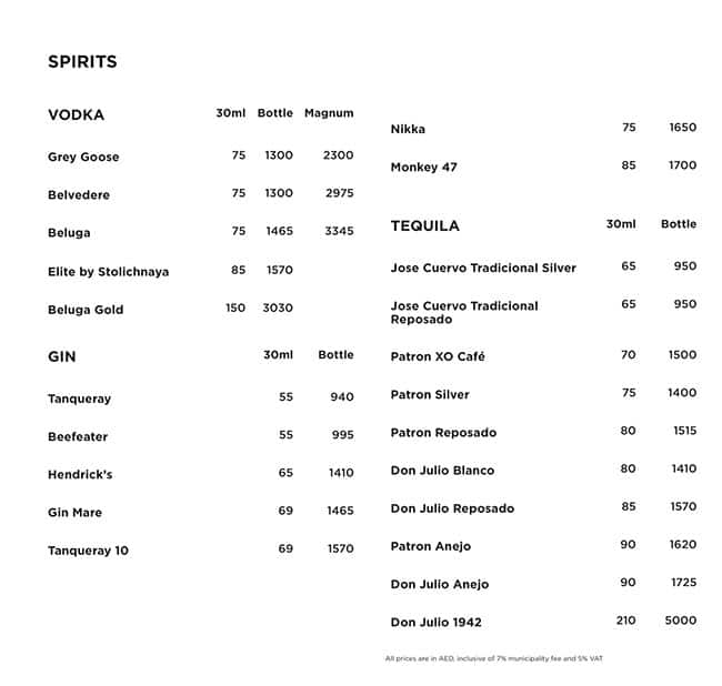 Menu at Nido Restaurant & Bar, Dubai