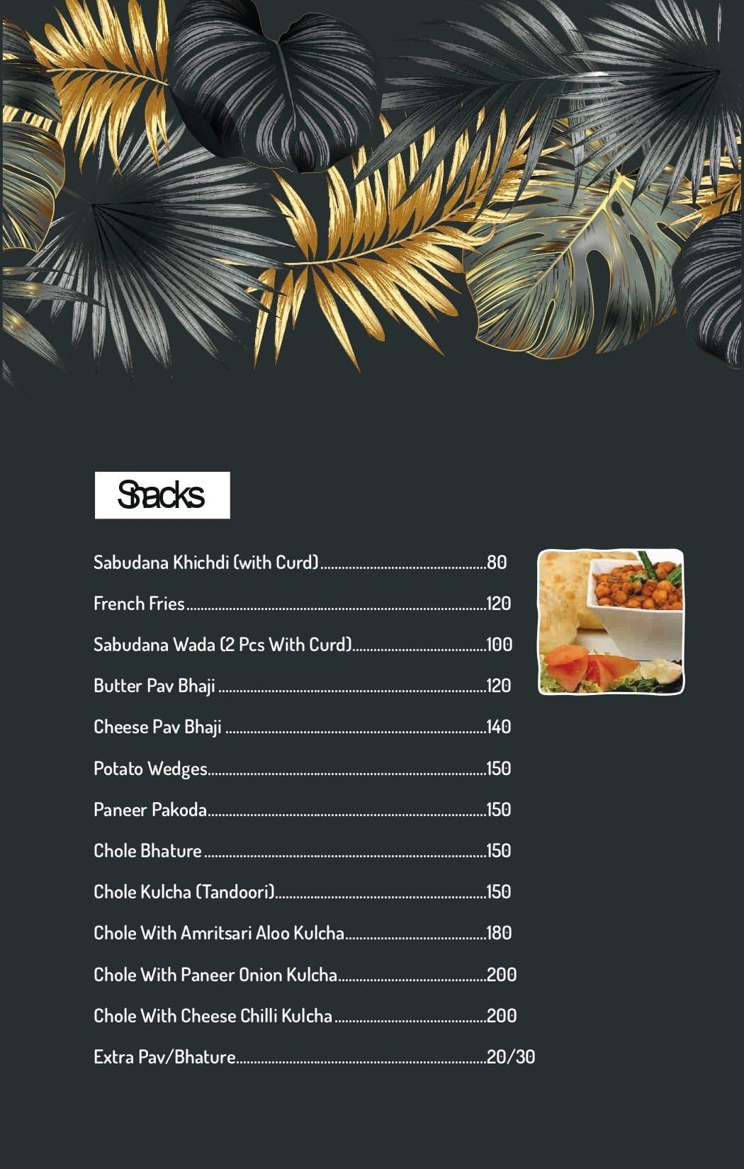Menu at Balraj Retreat, Gavhalu