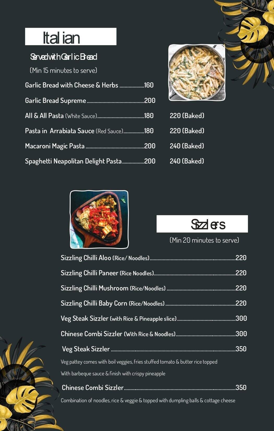 Menu at Balraj Retreat, Gavhalu