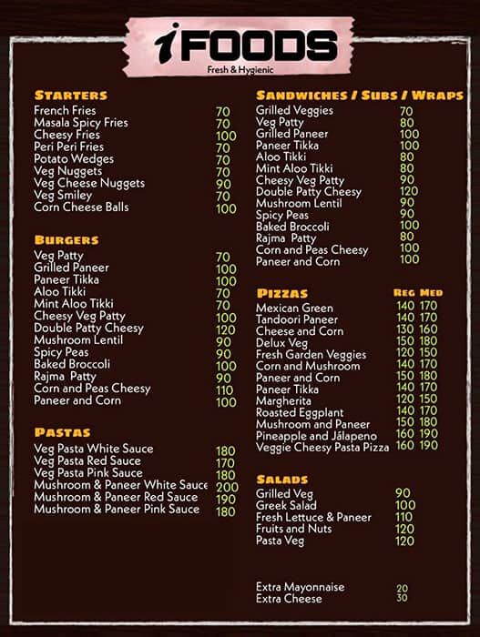 Menu of Ifoods, RS Puram, Coimbatore