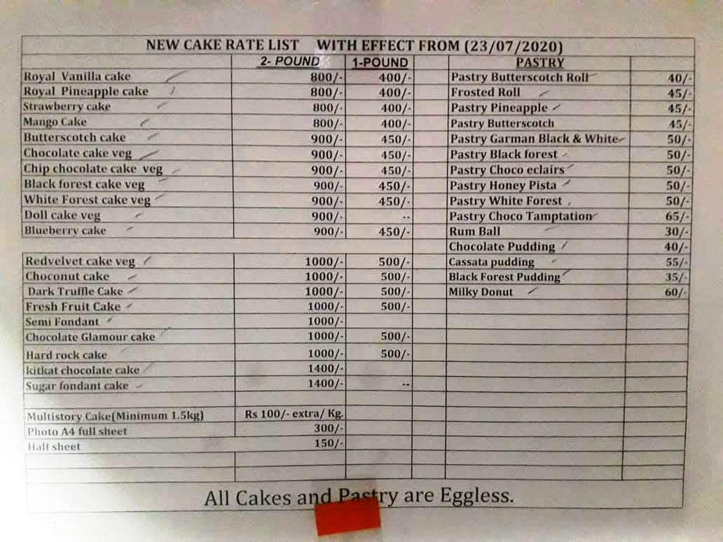 Menu of Bhatia Bakery, Aashiana, Lucknow