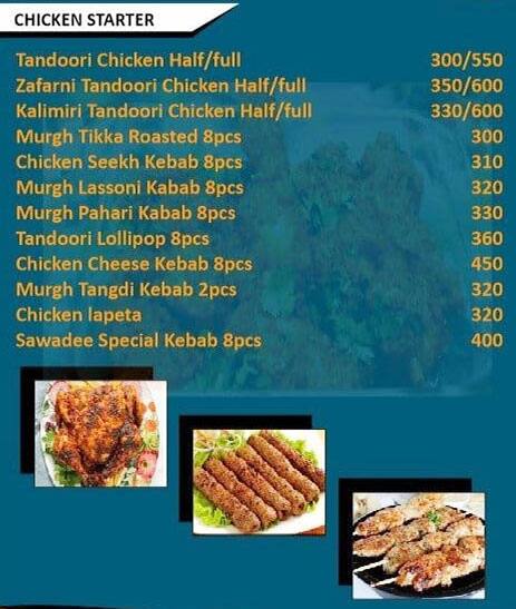 Menu of Sawadee Restaurant, Mira Road, Mumbai