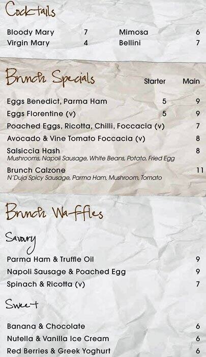 Menu at Mayfair Pizza Co pizzeria, London