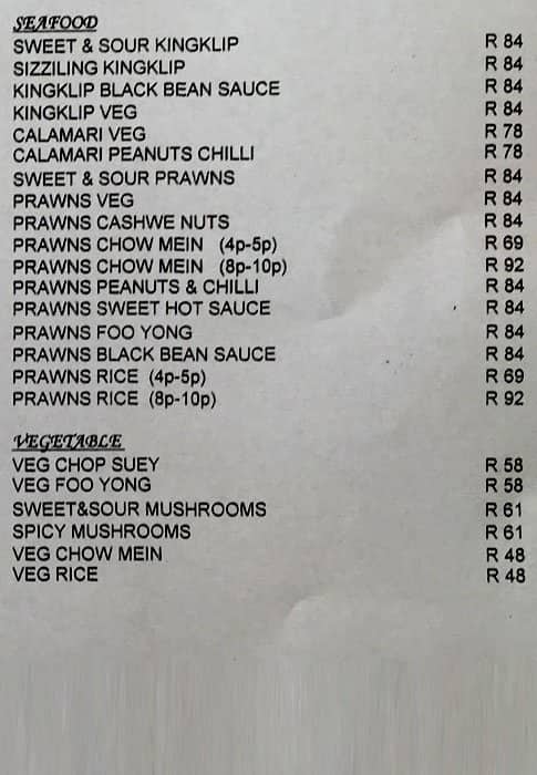 Menu at Asian Dragon Chinese Food & Sushi Takeaway restaurant, Cape Town