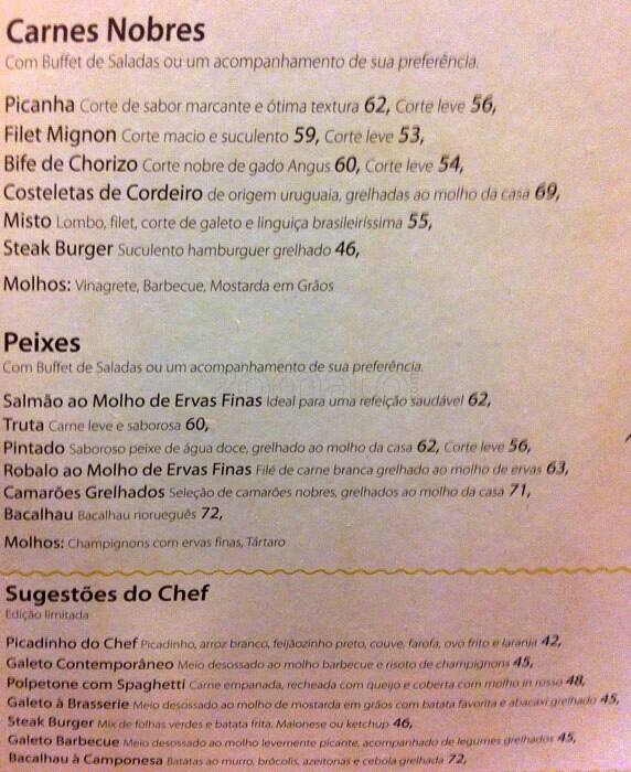 Carta del restaurante Galeto's - Shopping Pátio Paulista, São Paulo, R ...
