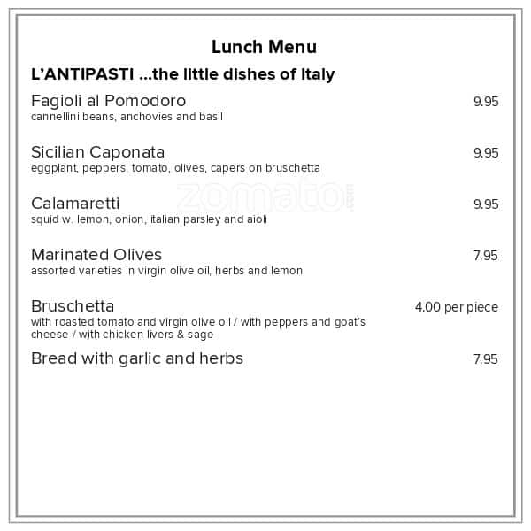 Menu at Eatalian Urban Ristorante, Nelson