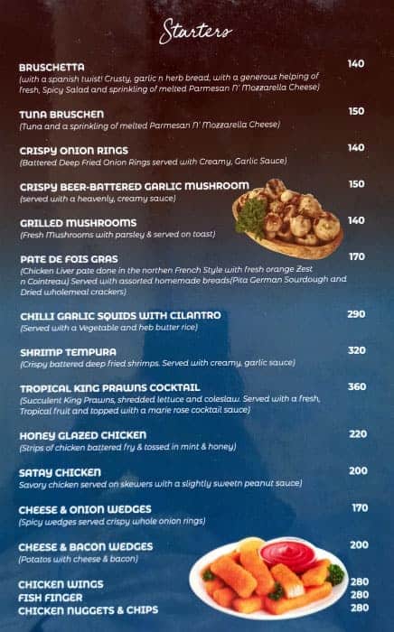 Menu of Titus Roma Pisa, Candolim, Goa