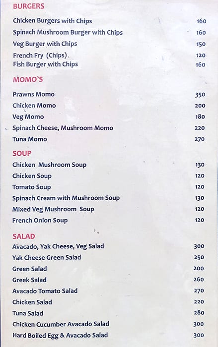 Menu of German Bakery Cafe, Candolim, Goa