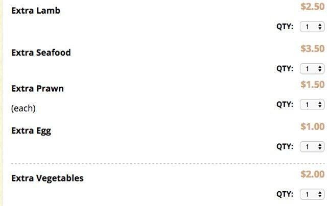 Menu at Thainabox fast food, Burwood