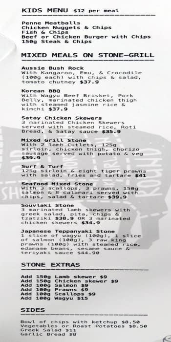 Menu at Demazzi Stone Grill, Essendon