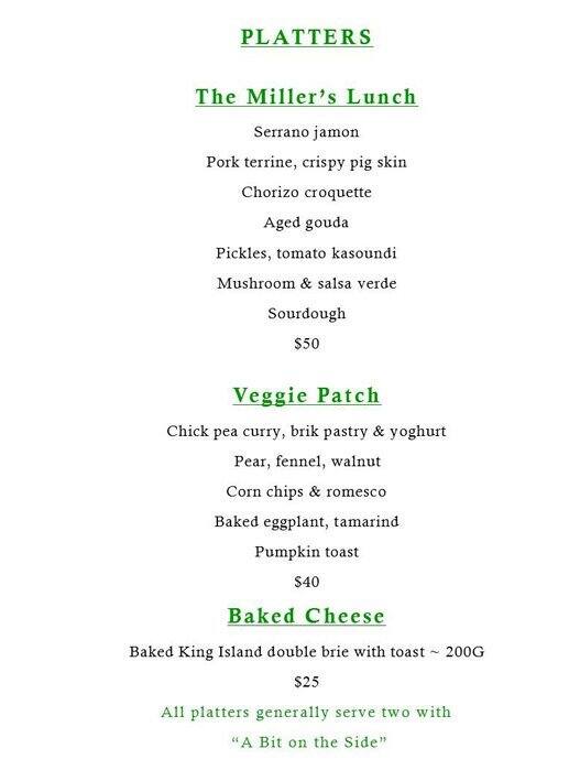 Menu at The Bridgewater Mill restaurant, Bridgewater, 386 Mount Barker Rd