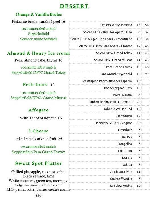 Menu at The Bridgewater Mill restaurant, Bridgewater, 386 Mount Barker Rd