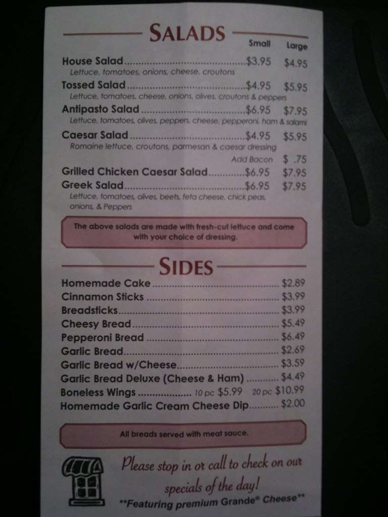 Menu at Pizza Mia pizzeria, Grand Blanc, Perry Rd