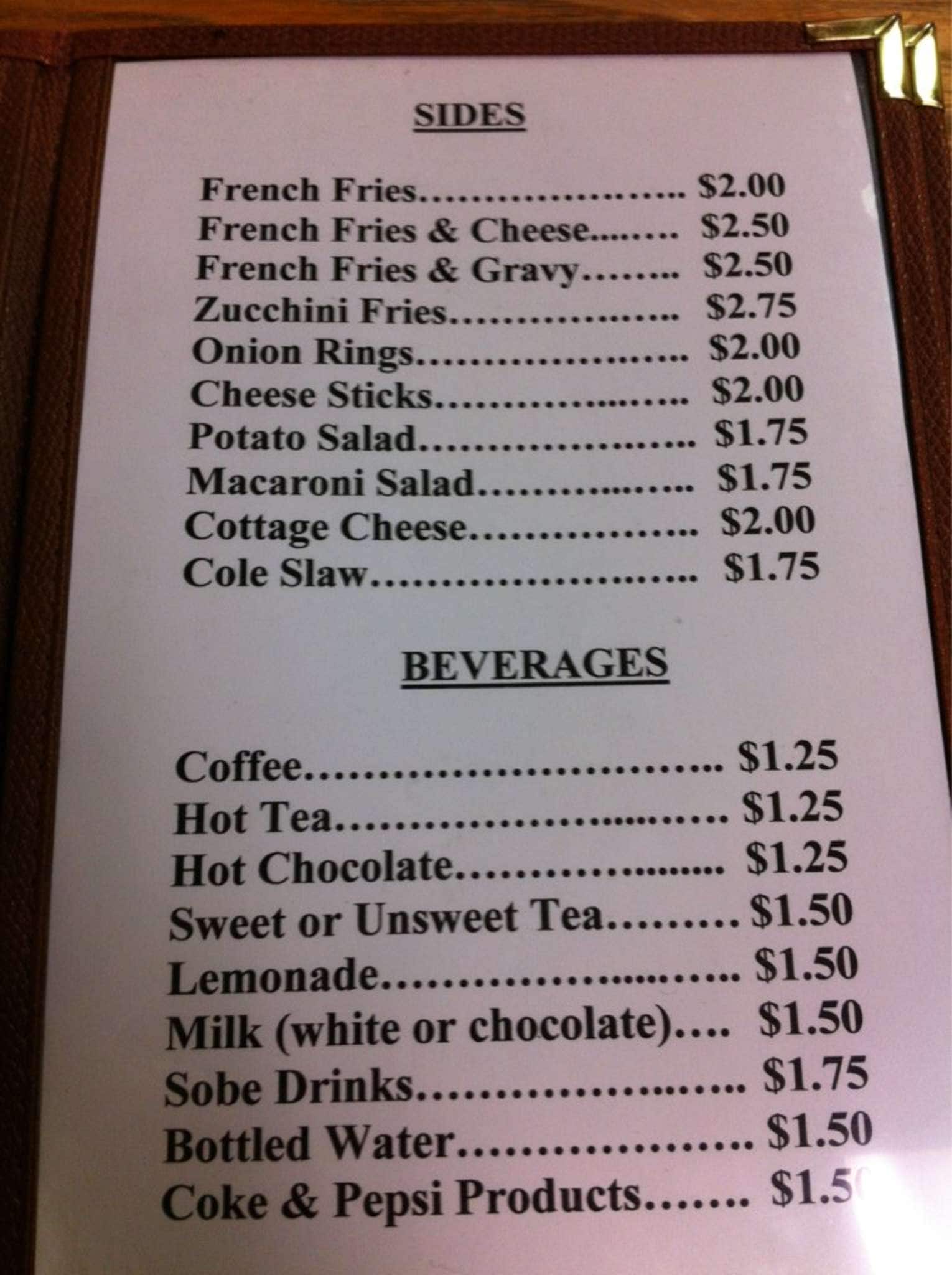 Menu at Diamond Cafe, Ligonier