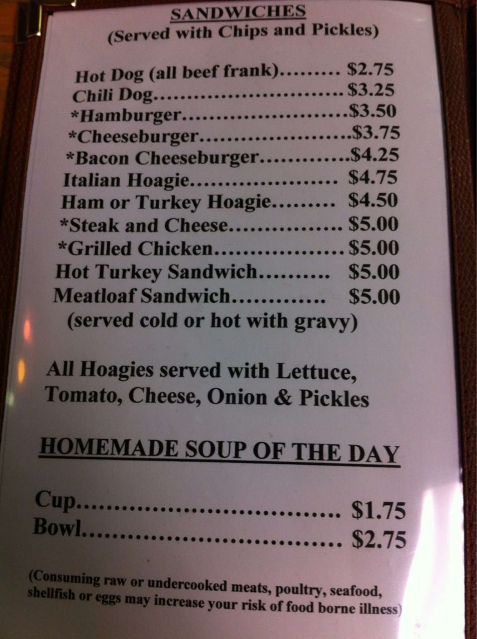 Menu at Diamond Cafe, Ligonier