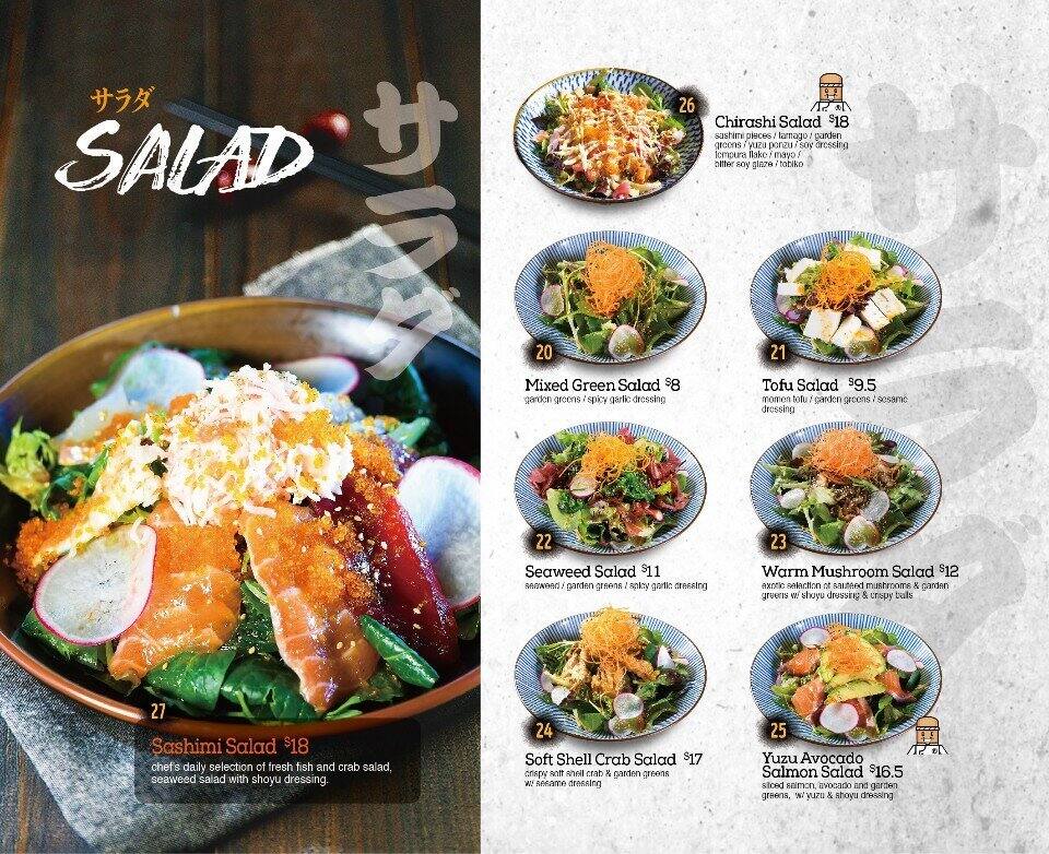 Menu at Mikazuki restaurant, Parramatta