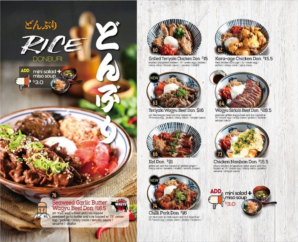 Menu at Mikazuki restaurant, Parramatta