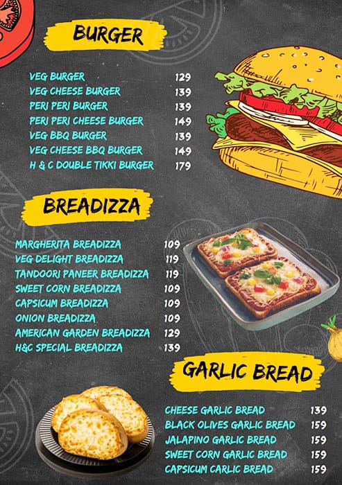 Menu at Picasso cafe, Vadodara