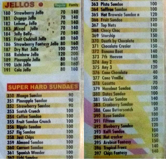 Menu at Richy Richy, Puducherry