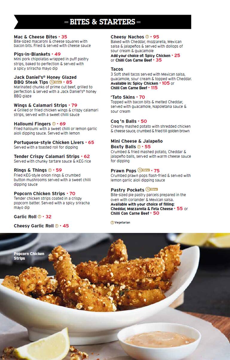 Menu at Keg & Filly restaurant, Sandton, 4 Tambach Road