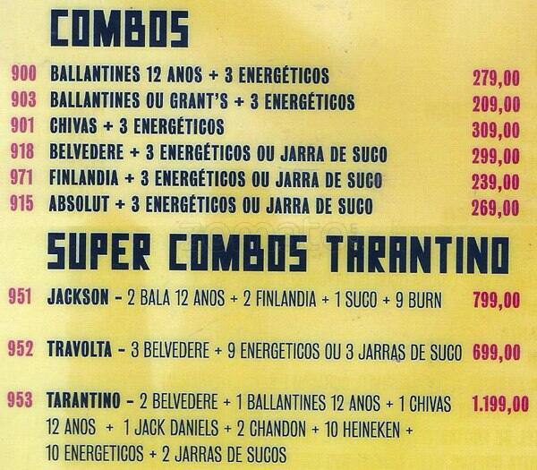 Menu em Tarantino Art Bar, Salvador