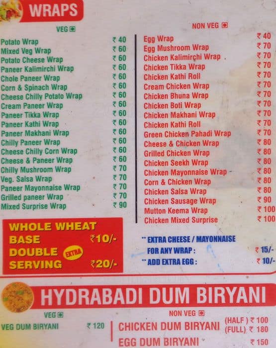 Menu at Roll Point by Wraps And Rice, Indore, 35 Saket Square